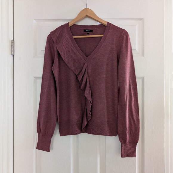 RW&CO. | Sweaters | Rwco Ruffle V Neck Sweater Dusty Rose Size Xs ...